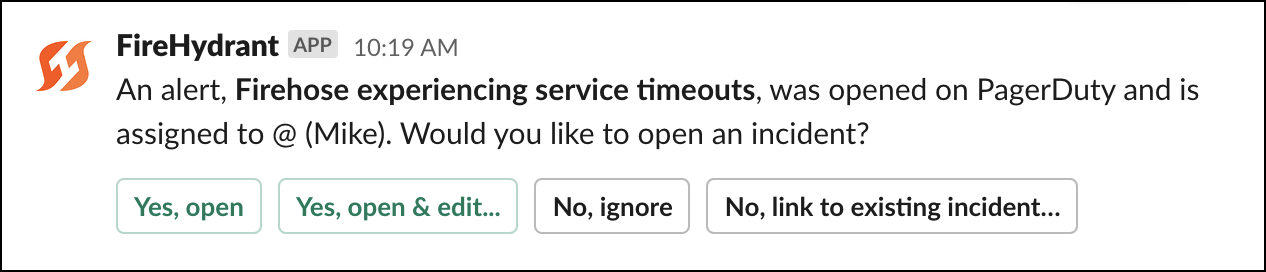 Declaring an incident in FireHydrant through an alert – FireHydrant