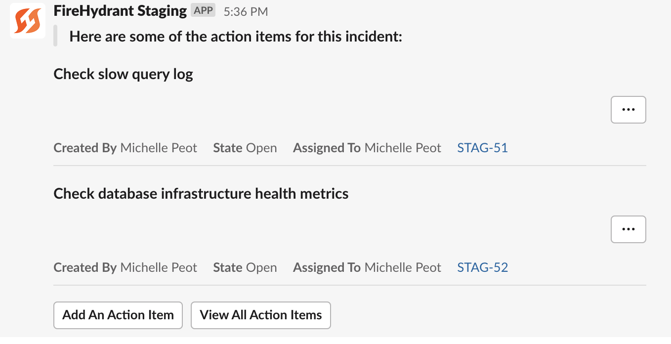Adding Action Items to Incidents – FireHydrant