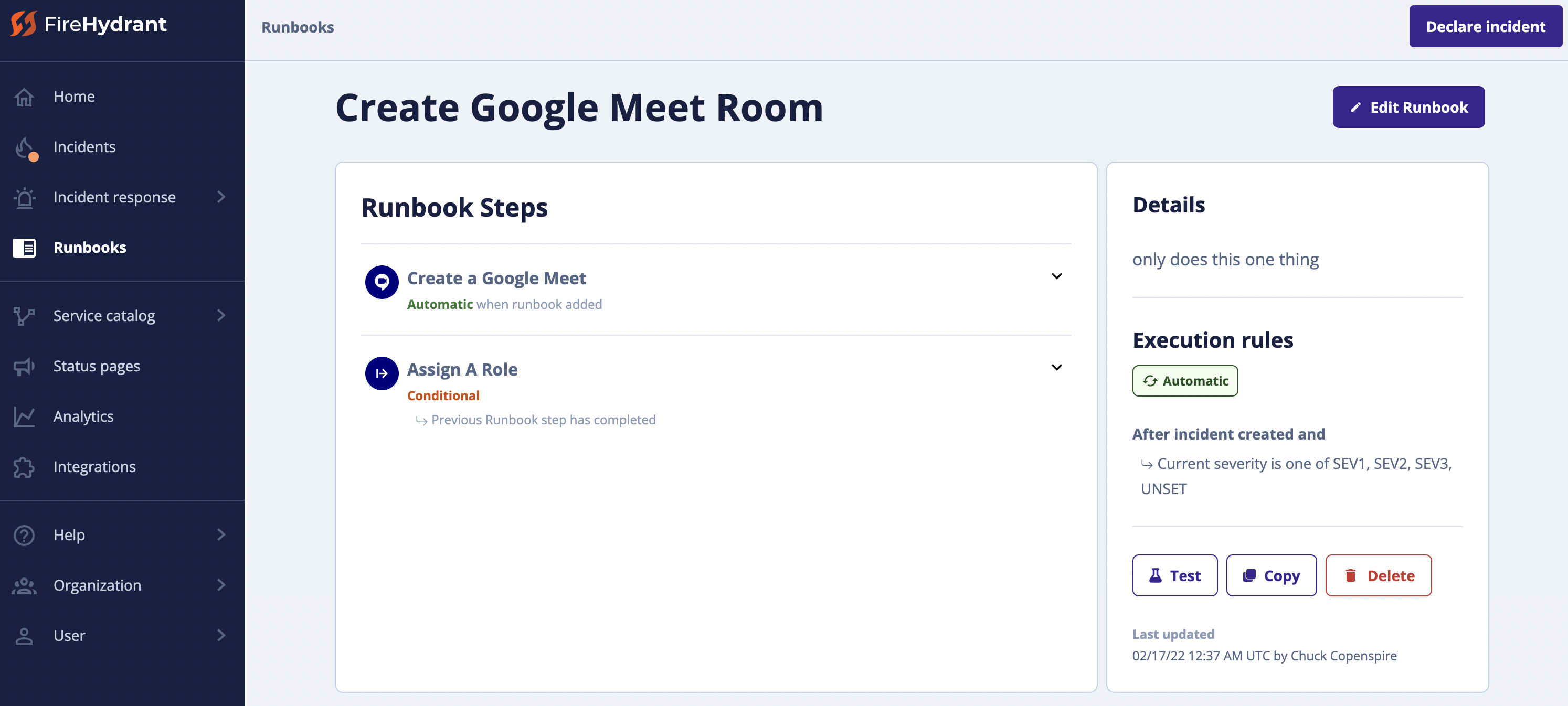 Creating Runbooks with the starter template – FireHydrant